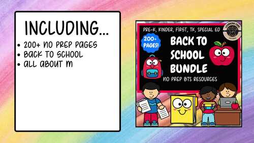 Back to School Packets Writing Worksheets PreK Kindergarten TK UTK No Prep