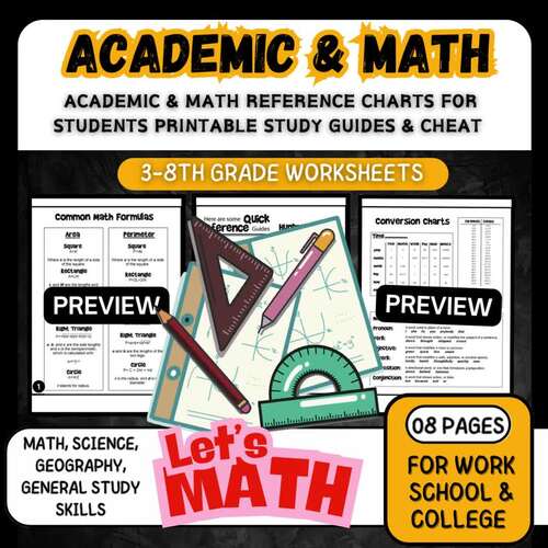 Academic & Math Reference Charts for Students | Printable Study Guides ...