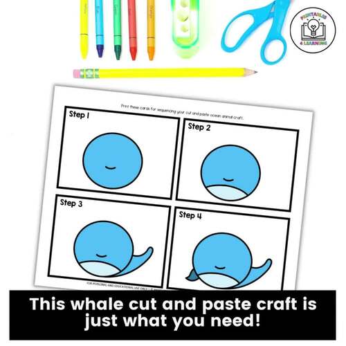 Cut and Paste Whale Craft with Visual Directions by Printables 4 Learning