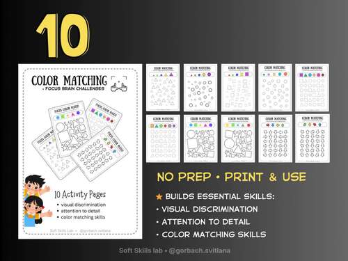 Color Matching Worksheets | Visual Discrimination Activities | Brain ...