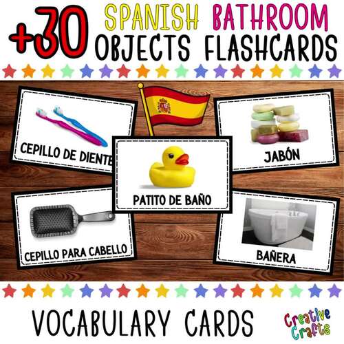 Spanish Common BATHROOM Objects Flashcards with Real Photos | Basic ...