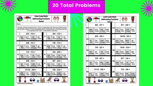 5th Grade Color-By-Number & Pixel Art Math Mystery Pic Combo-Subtract ...