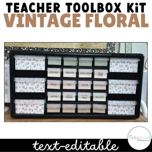 Vintage Floral Teacher Toolbox Labels | EDITABLE | Vintage Classroom Decor