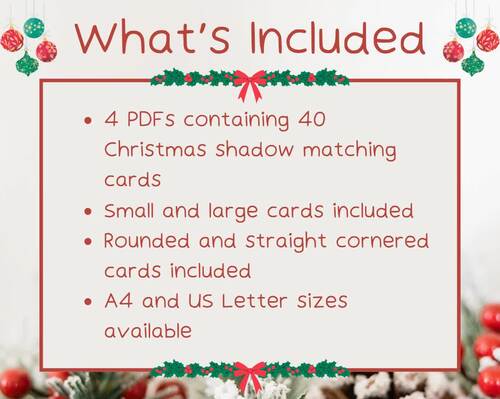 40 Christmas Shadow Matching Puzzle Cards | Homeschool Preschool ...