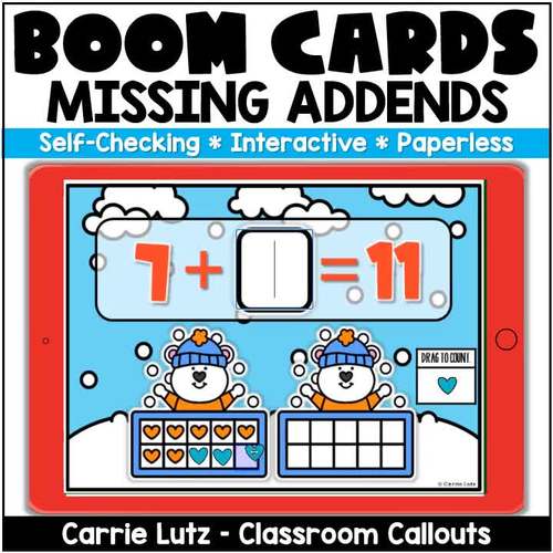 Missing Addends within 20 Boom Cards - Christmas / Winter Theme | TPT