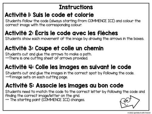 French Summer Coding Activities | Les activités de codage de l'été