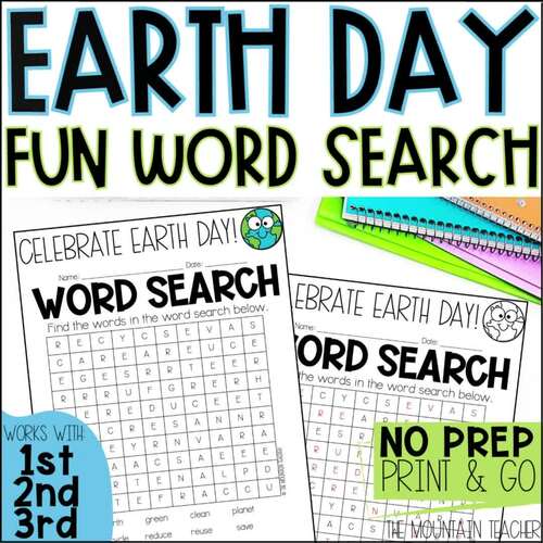 Earth Day Word Search and Earth Day Word Work Activity for 1st 2nd or ...