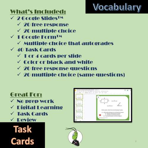Geometry Vocabulary Drawing Task Cards | Points, Lines, Planes | Google