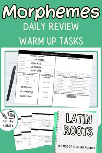 Latin Roots Morphemes & Etymology Daily Review Task Cards for 5th & 6th ...