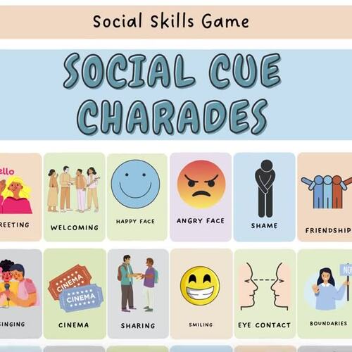 Social Cue Charades DIGITAL GAME, Printable ASD Support Game ...
