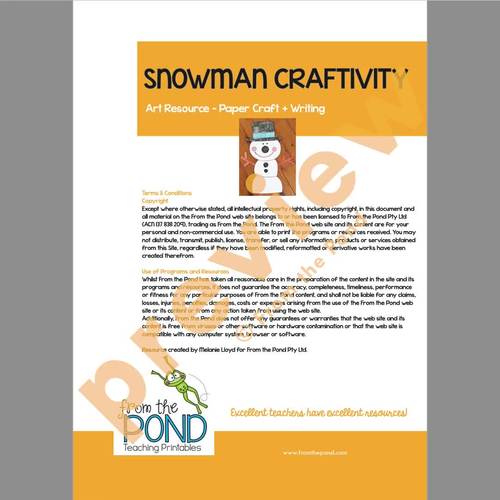 Snowman Craft and Writing Activities by From the Pond | TPT