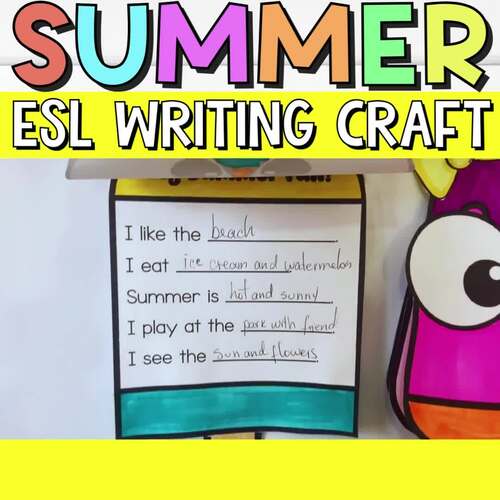 ESL Summer Popsicle Writing Craft - Differentiated Flipbook for Banner ...