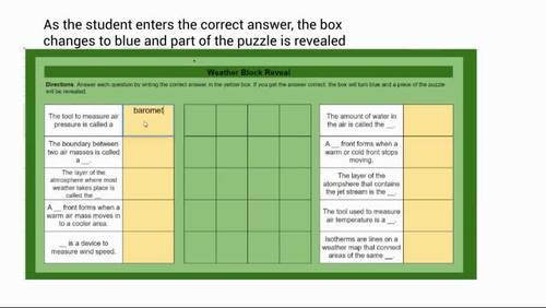 Weather Vocabulary Picture Reveal Digital Worksheet by JayZee | TPT