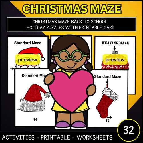 Christmas Maze activities for kids Holiday Puzzles back to school game ...