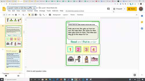 Distance Learning Google Slides Fun Phonics the suffix -s (First Grade)