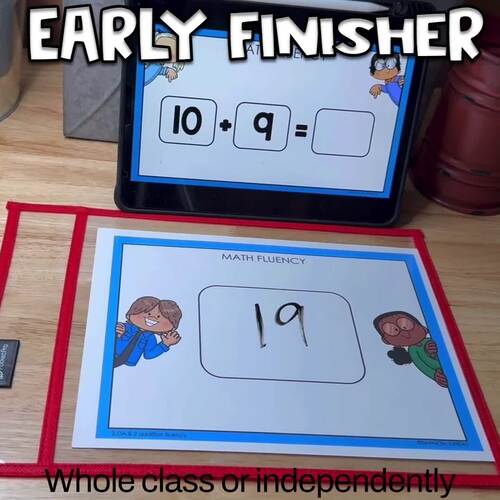 2nd Grade Math Facts Fluency Timed Tests Addition to 20 Early Finisher Bins