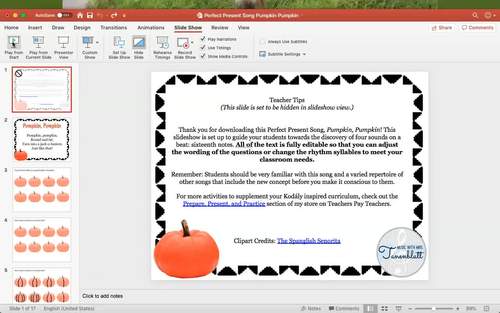 Distance Learning Perfect Present Songs: Pumpkin, Pumpkin | TPT
