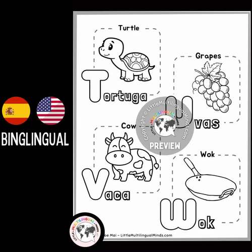 Letters in Spanish Worksheets: Alphabet Coloring Pages (bilingual) - El ...
