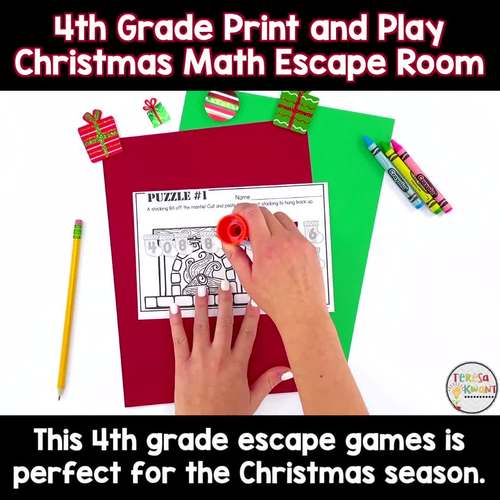 4th Grade Christmas Math Escape Room Breakout Activity Digital and ...