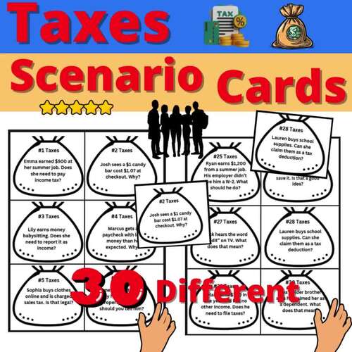 Tax Scenario Cards Activity Taxes Resource Financial Literacy CTE Resource