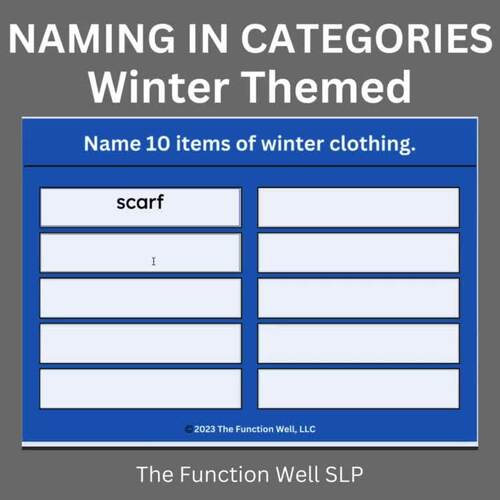 Naming in Categories (WINTER THEMED) Adult Aphasia Game, Word Finding ...