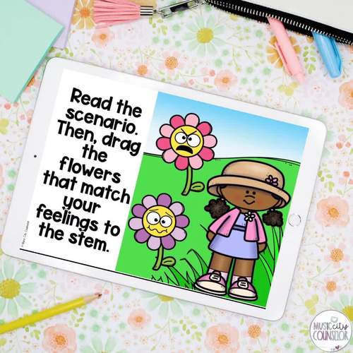 Spring Feelings Emotions BOOM Cards™ Counseling SEL Distance Learning