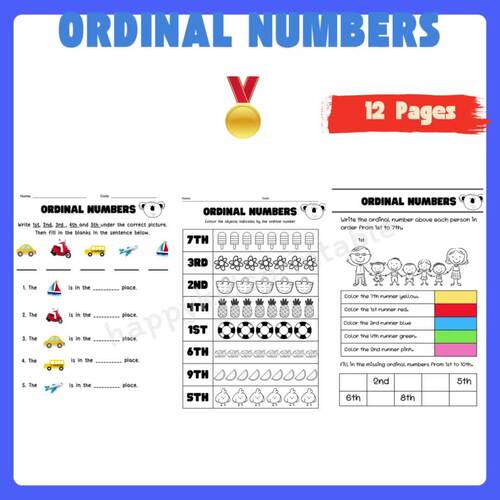 Ordinal Numbers from 1st to 10th | Early Math Skills Worksheets | TPT
