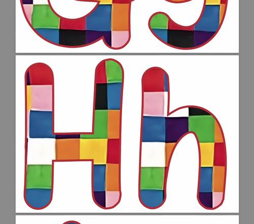 ELMER Themed Letters & Bunting BULLETIN BOARD by TechLitTeach | TPT