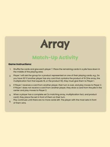 Array Match-Up Activity for 3rd Grade by professional designer | TPT