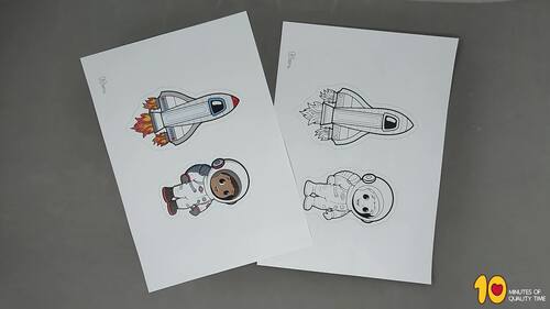 Astronaut and Rocket Ship Cut Out Craft by 10 Minutes of Quality Time