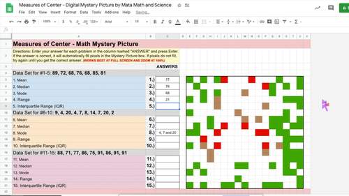 Measures of Center: Math Mystery Picture - Distance Learning | TpT