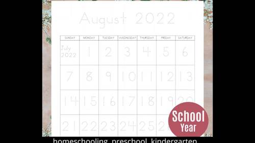 School Year 2022 2023 Kid's Calendar | Tracing Numbers for Handwriting ...