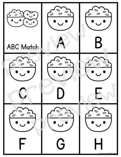 ABC Matching Cards | Rice and Beans Trace & Write Worksheets + Ref ...