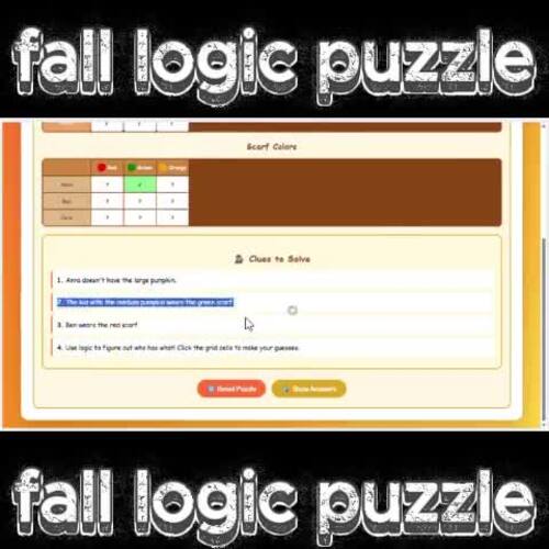 fall logic puzzle | digital resources | back to school | fall | 3rd grade