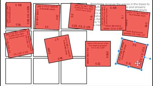 Differentiated Compare Decimals Tarsia Matching Puzzle Activity | TPT
