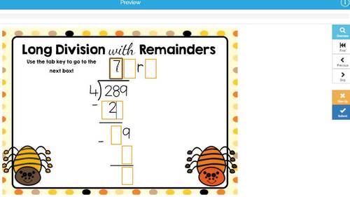 Long Division with Remainders Digital Boom Cards by Krejci Creations