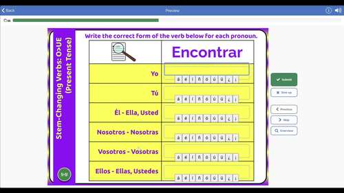Spanish Boom Cards Stem-Changing Verbs O>UE- Conjugation Present Tense ...