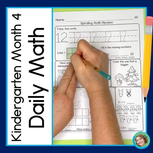 Daily Math Spiral Review Worksheets Morning Work Kindergarten Month 4 ...