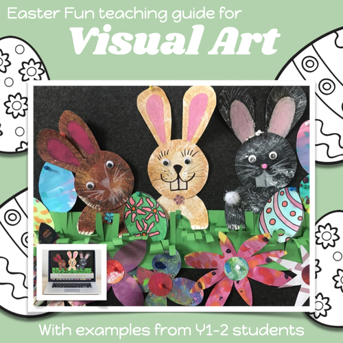 EASTER BUNNY Art project with VIDEO GUIDE lesson plan 1st - 3rd grade