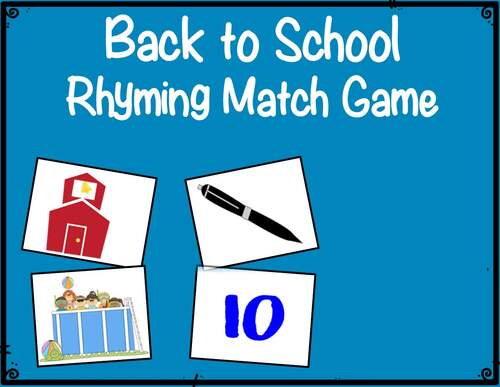 Back to School Rhyming Match Games by The Teaching Scene by Maureen