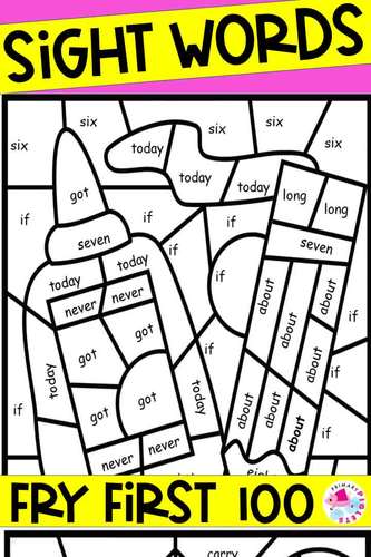 BACK TO SCHOOL Color by Code Sight Words Fry First Hundred Bundle