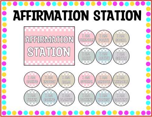 Printable Boho Neutral Checkered Positive Student Affirmation Station ...