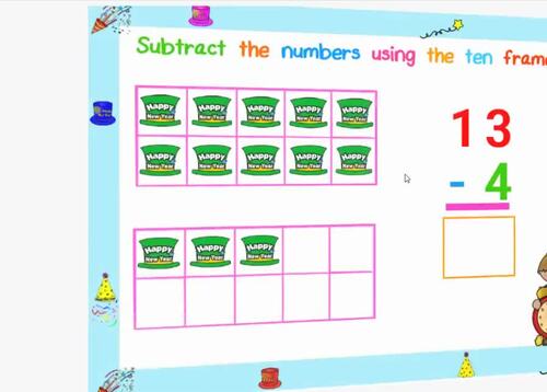 New Years 2026 Math Boom Cards Subtraction to 20 with Ten Frames 1st ...