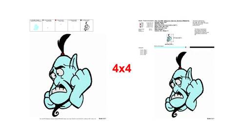 Distressed Blue Genie Cartoon Character Embroidery Designs - Instant ...