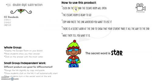 Christmas Math Story Problems Escape Room #116 Sing Dig Add | TpT