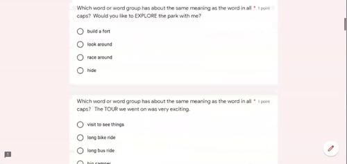 myView 2nd Grade Unit 1 Week 5 Google Forms Quiz Assessment Practice