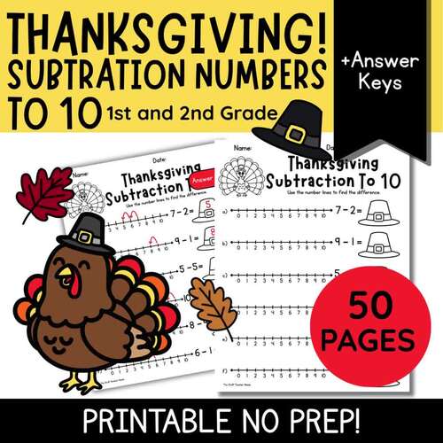 Thanksgiving Subtraction To 10 | 1st and 2nd Grade by The Stuff Teacher ...