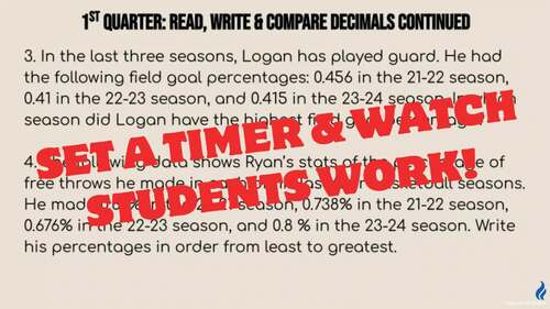 A Game of 2 on 2: 5th Grade Math Basketball Decimal Skills Review