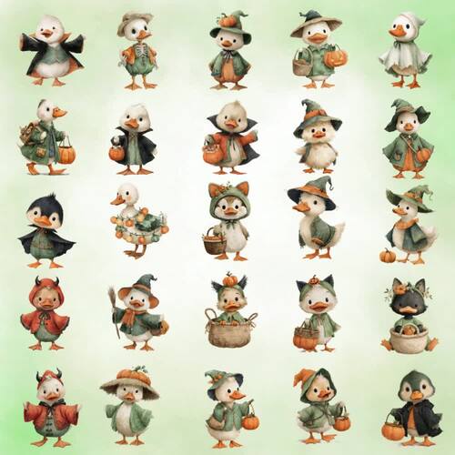 Watercolor Halloween Duck Clipart PNG | 71 Spooky Characters (Digital ...