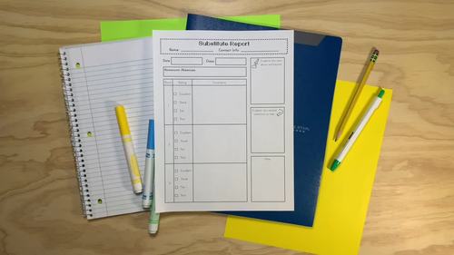 Substitute Daily Report for Middle School & PDF Fillable Feedback Form ...